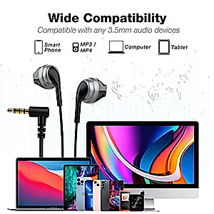 Wired Earbuds with Microphone, Noise Isolating in-Ear Headphones, Earphone Fits 3.5mm Interface for iPad,Mp3/Mp4, Apple iPhone, Android Smartphones (Black)