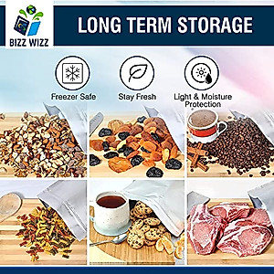 100pcs Mylar Bags for food storage with 300cc oxygen absorbers & Labels- 9.5 Mil Thick variety pack of 10"x14", 6"x9", 4"x6" reusable zip lock bags