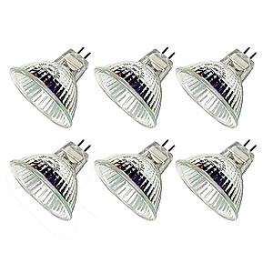 CTKcom MR16 12v 20w Halogen Light Bulbs(6 Pack) - 12 Volt Bi Pin Base,High Lumens, Precision Halogen Reflector Fiber Optic Light Bulb, Glass Cover,6 Pack