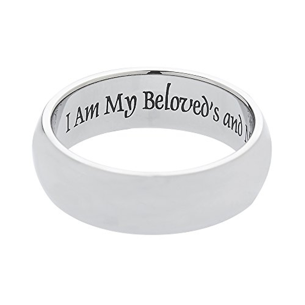 Beads & Pearls Jewelry 7mm Stainless Steel Men Women Wedding Rings - I Am My Beloved's and My Beloved Is Mine Religious Christian Rings, His and Hers Wedding Band, Size 8