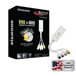 Diamond Multimedia VC500MAC USB 2.0 One Touch Vhs to DVD Video Capture Device with Easy to Use Software, Convert, Edit and Save to Digital Files for MacOS