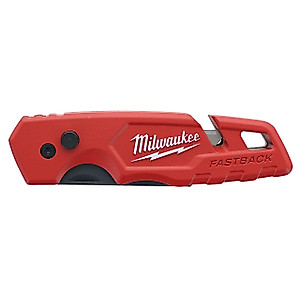 Milwaukee 48-22-1502 Fastback Folding Utility Knife with 5 Blade Storage, Wire Stripping Compartment, and Gut Hook