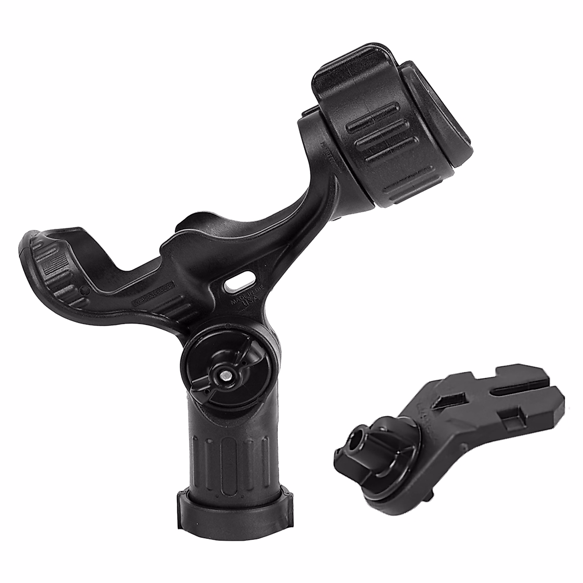YakAttack Omega Rod Holder with Turnkey Track Adapter - 45° Aluminum Boat Mount