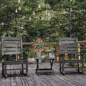 Flash Furniture Halifax Outdoor Folding Side Table, Portable All-Weather HDPE Adirondack Side Table, Gray, Set of 1