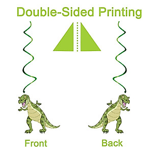 UOMNICUE Dinosaur Hanging Swirl Decorations,30 PCS Jurassic Dinosaur Foil Swirls Ceiling Spiral Streamers for Kids Boys Girls Birthday Baby Shower Dino Party Supplies Favors Home Classroom Decoration