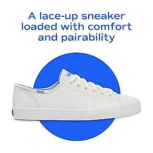 Keds Kickstart Lace Up, Sneaker Womens, Natural/Silver Canvas, 7.5 Medium