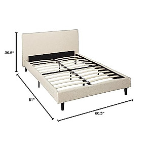 Modway Anya Upholstered Beige Full Platform Bed with Wood Slat Support