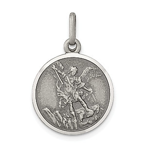 FindingKing Sterling Silver Antiqued Saint Michael Medal