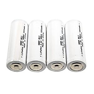 HQRP Battery 4-Pack 1200mAh IFR-18500 18500 3.2v LiFePO4 Compatible with Solar Garden Landscape Patio Light Spotlight Rechargeable with Button Top 54mm