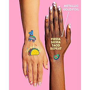 xo, Fetti Fiesta Party Supplies Metallic Tattoos - 40 styles | Cinco De Mayo Decorations, Final Fiesta Bachelorette + Mexican Decor