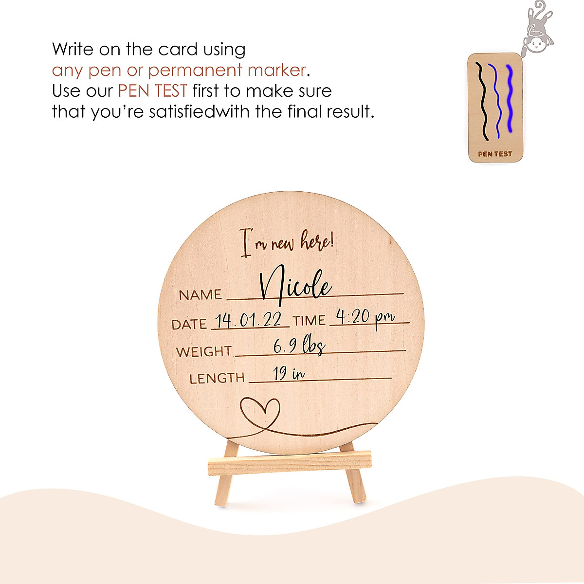 Hello World Newborn Sign, Baby Birth Announcement Sign, Wooden Baby Announcement Sign, Birth Announcement Sign for Hospital or Newborn Photo Props, Hospital Gift for New Parents and Expecting Mothers