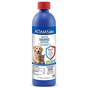 Adams Plus Flea & Tick Shampoo with Precor for Cats, Kittens, Dogs & Puppies Over 12 Weeks Of Age Sensitive Skin Flea Treatment | Kills Adult Fleas, Flea Eggs, Ticks, and Lice