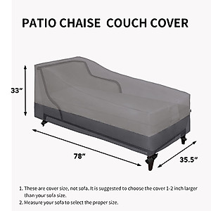 Easy-Going Waterproof Outdoor Chaise Lounge Cover, Heavy Duty Patio Lounge Chair Cover, Windproof Outdoor Furniture Cover with Air Vent 2 Pack-78Wx35.5Dx33H inch, Gray/Dark Gray