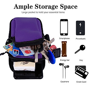 MOVOYEE Running Armband Cell Phone Holder for iPhone 11 12 13 14 15 Pro Max Xs X Xr 8 Plus 7 6 SE Mini,Galaxy S24 S23 S22 S21 S20 Note 20 10 9,Key,Strap Pouch,Workout Exercise Sports Arm Band Sleeve