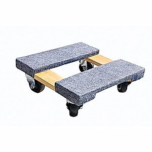 Milwaukee Hand Trucks 33815 Gleason Carpeted End Furniture Dolly, 800 Lb, L X 15 in W, Hardwood
