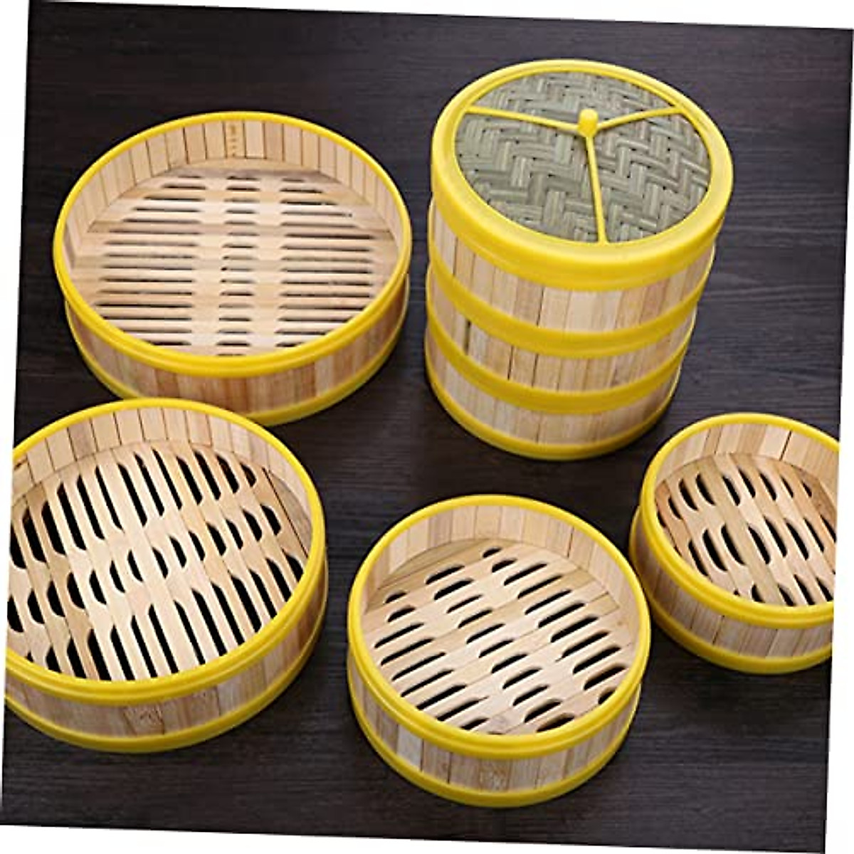 KICHOUSE 2pcs Steamer Vegetable Steamer Pot Veggie Steamer Chinese Steamer Basket Steamer Rack Sticky Rice Steamer Rice Steamer Baskets Practical Steamer Safe Steamer Hemming