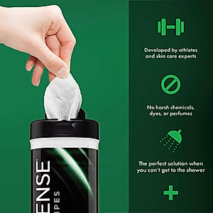 Defense Soap All Natural Peppermint Body Wipes 2PK with Tea Tree Oil | Wrestling, Combat, Camping, Gym, Post Workout Shower Wipes for Men and Women. 40 Count (Pack of 2)