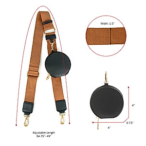 EVVE Wide Replacement Straps for Handbags with Coin Purse - For Over Shoulder Crossbody Bag, Guitar Style, Adjustable Length