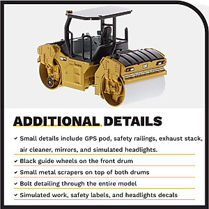 1:64 Scale Caterpillar CB-13 Tandem Vibratory Roller with ROPS - Construction Metal Series by Diecast Masters - 85630- Authentic Cat Trade Dress and Paint - Made of Diecast Metal with Plastic Parts
