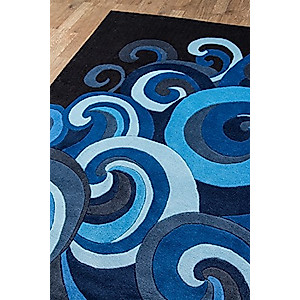 Momeni Rugs Lil' Mo Hipster Collection, Kids Themed Hand Carved & Tufted Area Rug, 8' x 10', Surf Blue