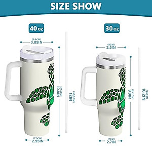 ODAWA 40 Oz Green Sea Turtle Insulated Tumbler Cup with Lid and Straw, 2 in 1 Lid Insulated Vacuum Tumbler