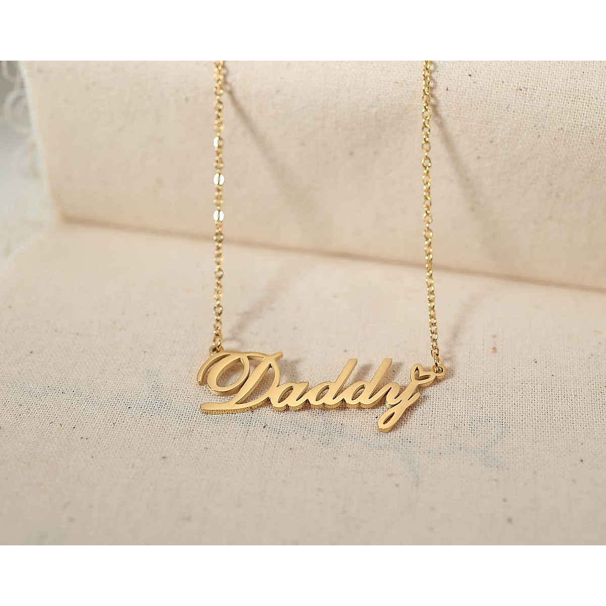 Isabel Personalized Name Necklaces 18K Gold Plated Cute Love Heart Name Pendant for Womens