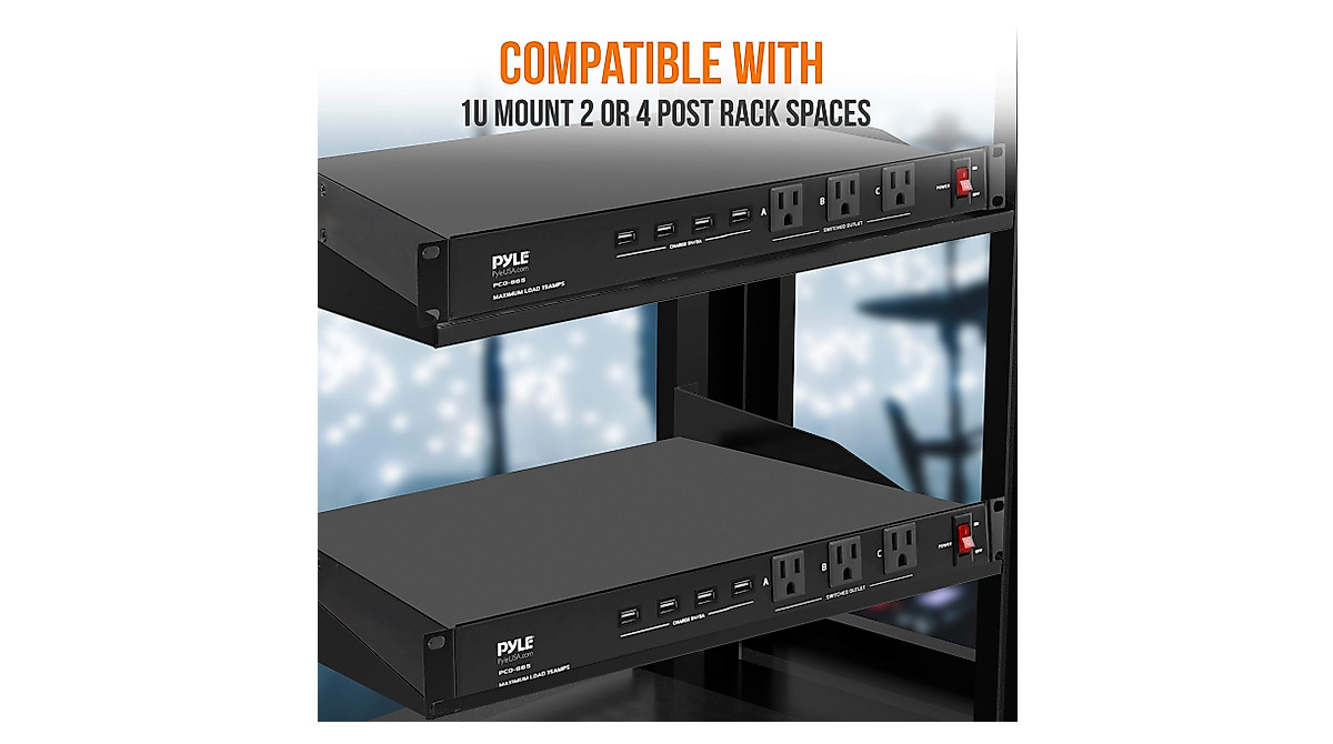 Pyle 19" Rackmount PDU Power Supply with USB Ports