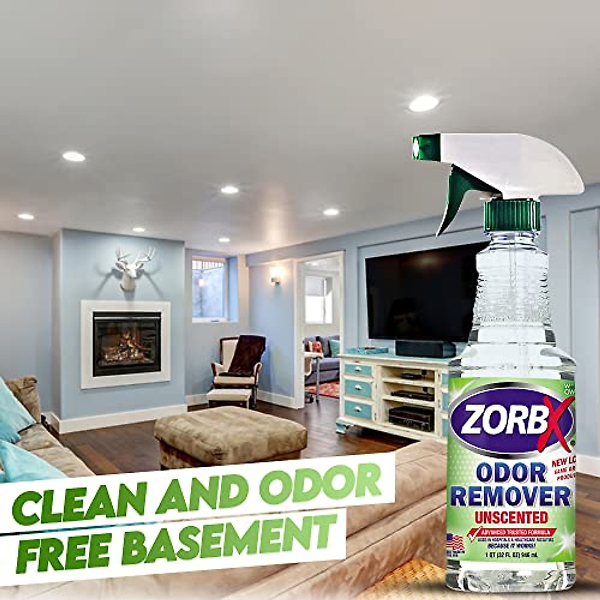 ZORBX Unscented Odor Remover Spray - Perfect Solution for Strong Odor | Advanced Trusted Formula & Fast-Acting Odor Eliminator for Dog, Cat, Puppy (32oz.)
