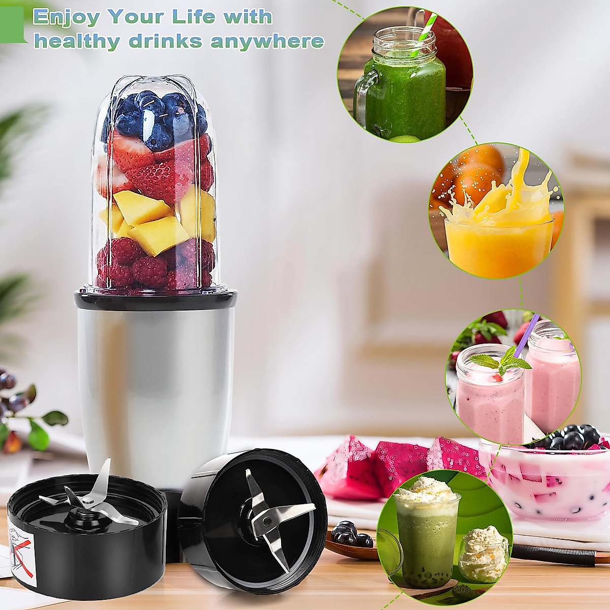 QT 2X Cross Blades compatible with Magic Bullet 250W MB1001 Series With Gaskets Replacement Blender Part