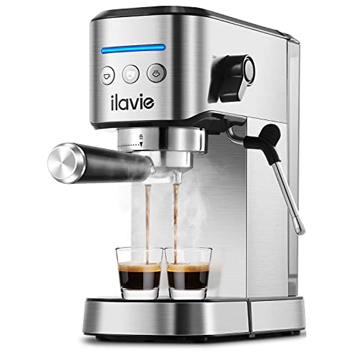 ILAVIE Espresso Machines with Steamer, 20 Bar Pump Espresso and Cappuccino latte Maker, Espresso Machine Easy to Use for Home Barista, Stainless Steel, 1350W
