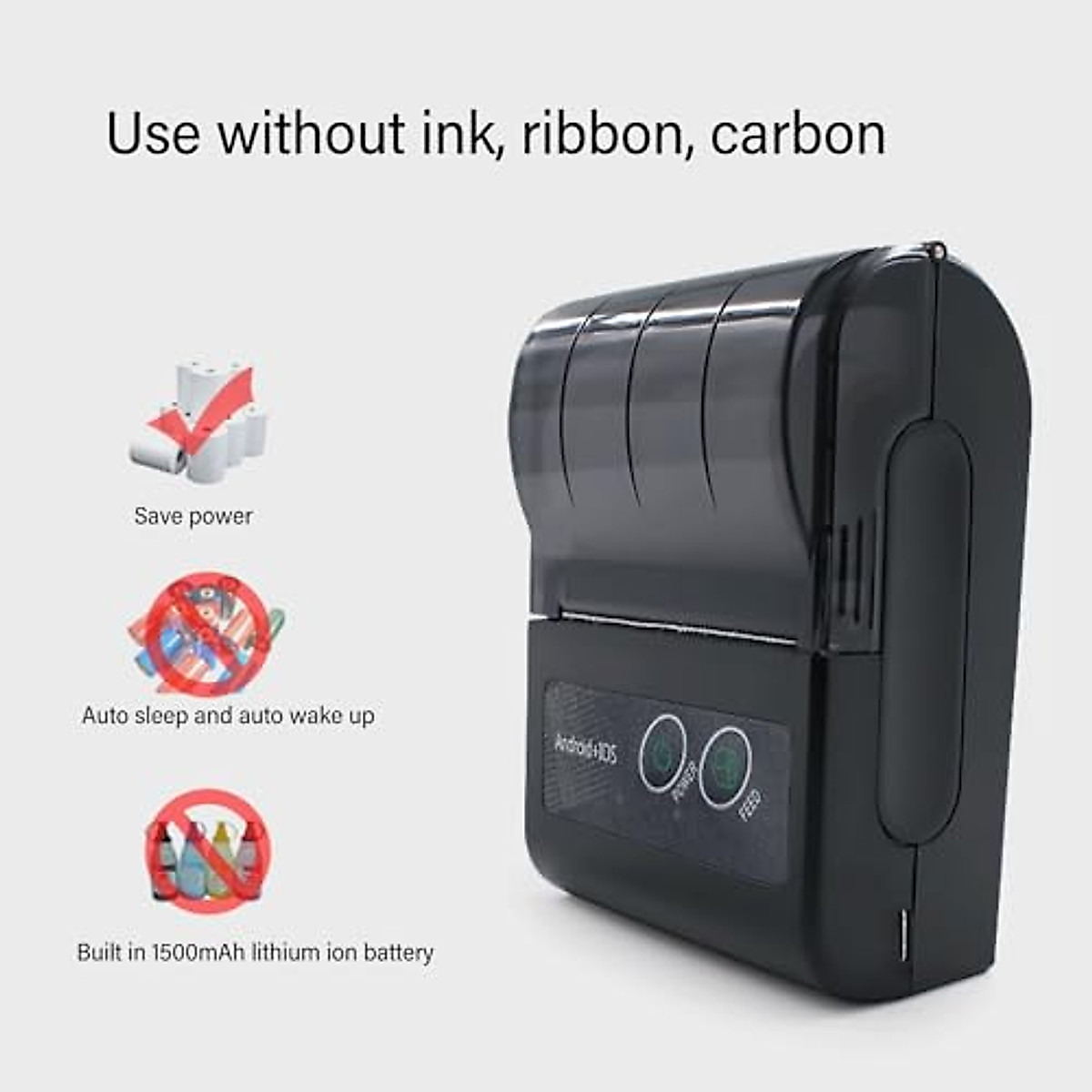 Receipt Printer, Automatic Sleep and Wakeup Mode, Mini Ticket Printer for Restaurant Sales in Retail