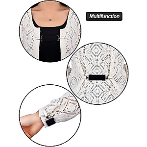 CHENGU 4 Pieces Strong Stainless Steel Mitten Clips Elastic Gloves Caps Clips for Baby and Kids, Black, 13.5 cm/ 5.3 inches