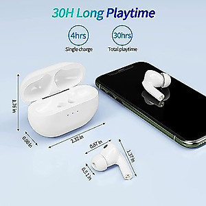 Wireless Earbuds, 30Hrs Playtime Bluetooth Earbuds Built in Noise Cancellation Mic with Charging Case, Headphones with Stereo Sound, IP67 Waterproof Ear Buds Touch Control Smart Pop-up Auto Pairing