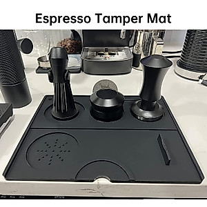 Luriseminger Espresso Tamping Mat Food Grade Silicone Coffee Tamp Mat Coffee Tamper Mat Coffee Pad Tamp Station for Barista Tool Home Kitchen Bar Coffee Shop Espresso Accessory(10.6Inch X 9Inch)