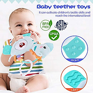 Teething Toy for Babies, Infant Baby Toys Musical Color Rattle Soft Light, Fisher Price Carseat Giraffe Toddler Music Toys for 0-6 Months Infants Babys Boy Girls Washable Plush