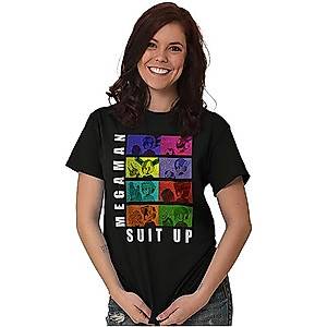 Classic Video Game Mega Man Suit Up Graphic T Shirt Men or Women Black