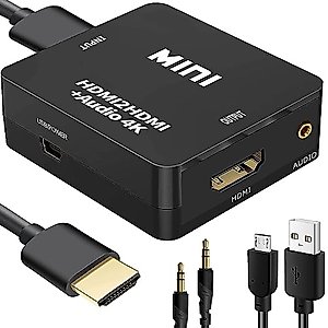 HDMI Audio Extractor, 4K HDMI to HDMI Splitter 3.5mm AUX Audio 1080P, Compatable for TV, PC, PS3/4/5, Blu-ray/DVD/HD Player, Projector, Sound System, Xbox, Switch