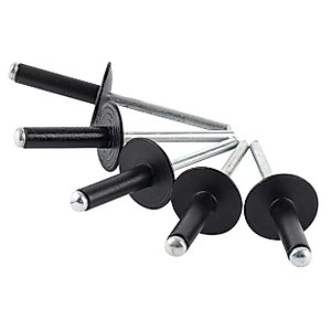 ISPINNER 50pcs 3/16" x 1/2" Large Flange Aluminum Blind Rivets, 4.8 x 12mm Pop Rivets (Black)