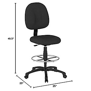 Boss Office Products Ergonomic Works Drafting Chair without Arms in Black