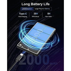 80GB MP3 Player with Bluetooth and WiFi, ZAQE Full Touchscreen Mp4 Mp3 Player with Spotify, Audible, Amazon Music, Android Music Player with Speaker, FM Radio, E-Book, Up to 512 GB