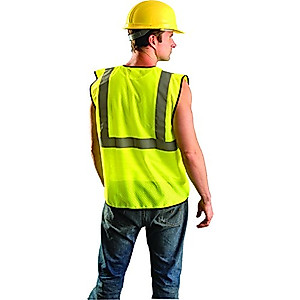 OccuNomix ECO-GC-Y2/3X High Visibility Value Mesh Standard Hook & Loop Vest, Class 2, 100% ANSI Polyester Mesh, 2X-Large / 3X-Large, Yellow