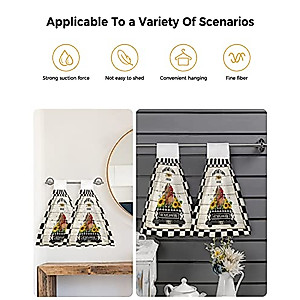 Hanging Kitchen Towel with Loop Vintage Farm Chicken Truck Black White Buffalo Plaid Soft Dish Towels Tie Towel Tea Towels Washcloth for Bathroom Home
