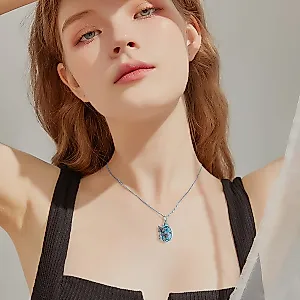 PELOVNY Christmas Gifts Larimar Jewelry Butterfly Larimar Pendant Necklace 925 Sterling Silver Butterfly Jewelry Butterfly Gift for Women