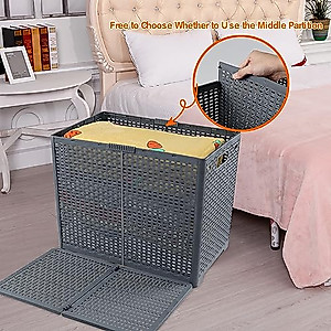 Doryh 82 L Plastic Collapsible Laundry Basket, 2 Packs, Folding Laundry Hamper with Lid