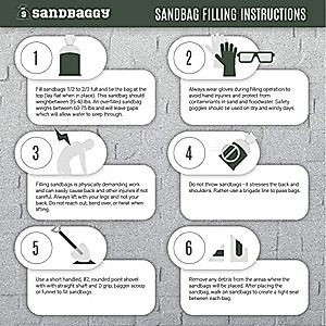 Sandbaggy - Heavy Duty Empty Sandbags For Flooding (14" X 26") - Poly Sand Bags - Flood Barrier, Weight, Construction, Earth Bag Homes - Reusable, UV Resistant - Tie Strings Attached (100 Bags)