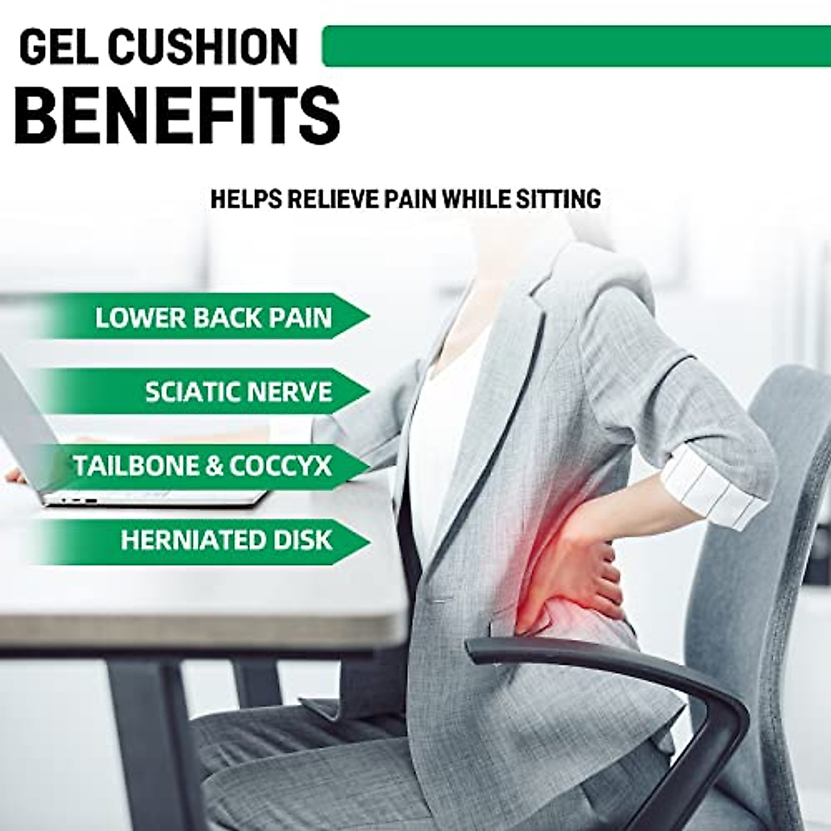SIXAQUAE Gel Seat Cushion for Long Sitting,Double-Layer Chair Cushions for Office Chair and Truck Drivers.Back, Sciatica, Hip, Tailbone Pain Relief Cushion.Egg Seat Chair Cushion for Wheelchair.