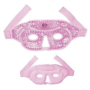 CONBELLA Ice Face Mask for Woman Man, Hot or Cold Gel Bead Ice Mask for face with Eye Holes & Soft Plush Backing, Ice Gel Freezer Eye Mask for Puffy Eyes, Redness, Headaches, Stress (#43 Green)