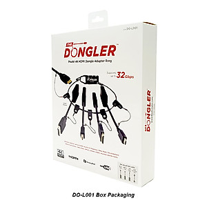 The Dongler Loaded - ProAV 4K HDMI Dongle Adapter Ring - Supports up to 32Gbps Input, 4K with HDR - Includes Combination Lock with (4) Pigtail Dongle Adapters