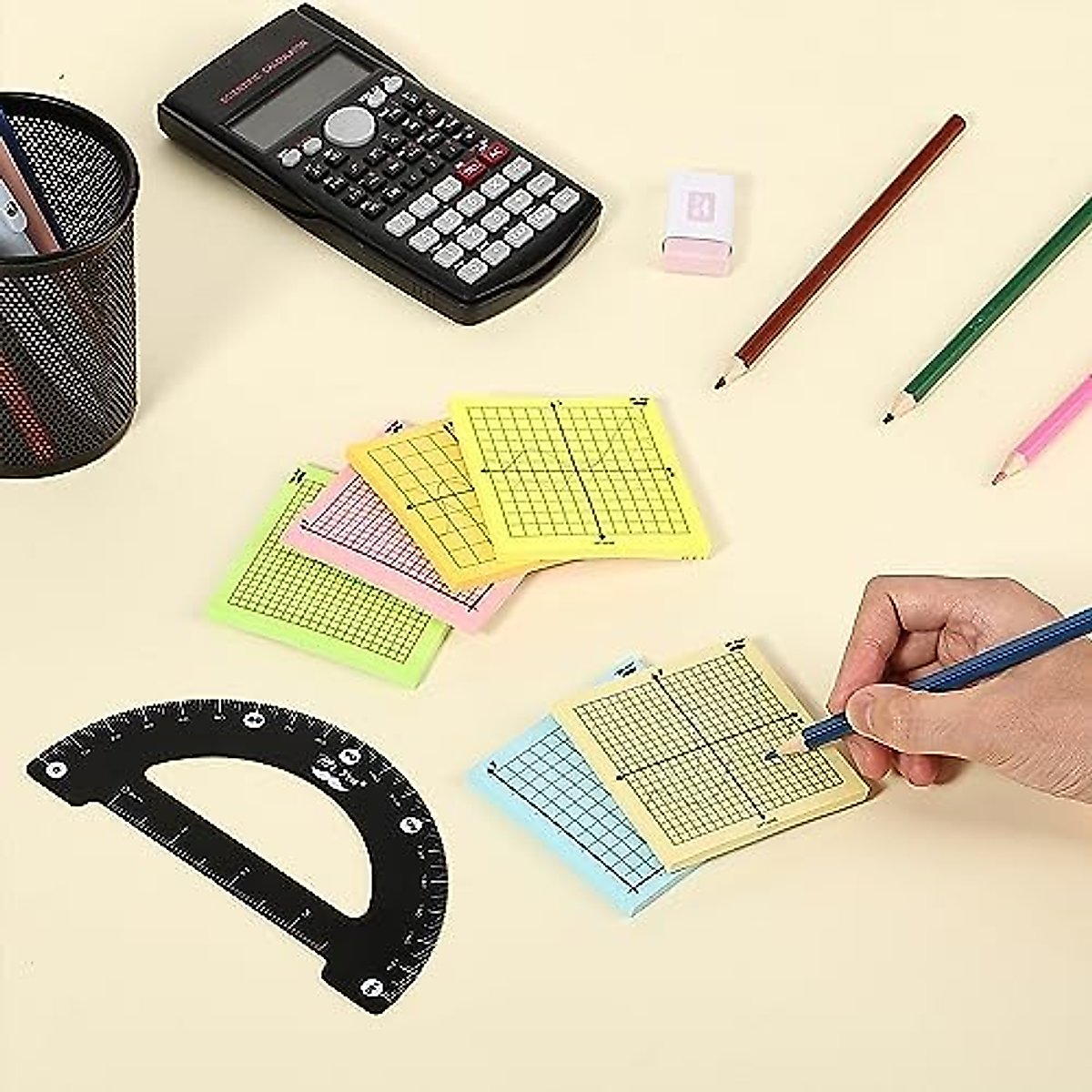 Mr. Pen- Graph Paper Sticky Notes, 6 Pads, 3x3 Inch, Bright Colors, Graph Sticky Notes, Math Graph Paper, Graphing Sticky Notes, Grid Sticky Notes, Grid Notepad, Mini Graph Paper