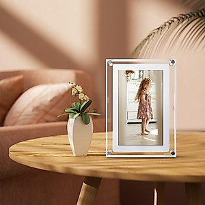 Amaboo 7 Inch Acrylic Digital Picture Frame, Motion Video Frame with Latest Transparent Design, Digital Photo Frame with Built-in 1GB Memory and 1500 mAh Battery
